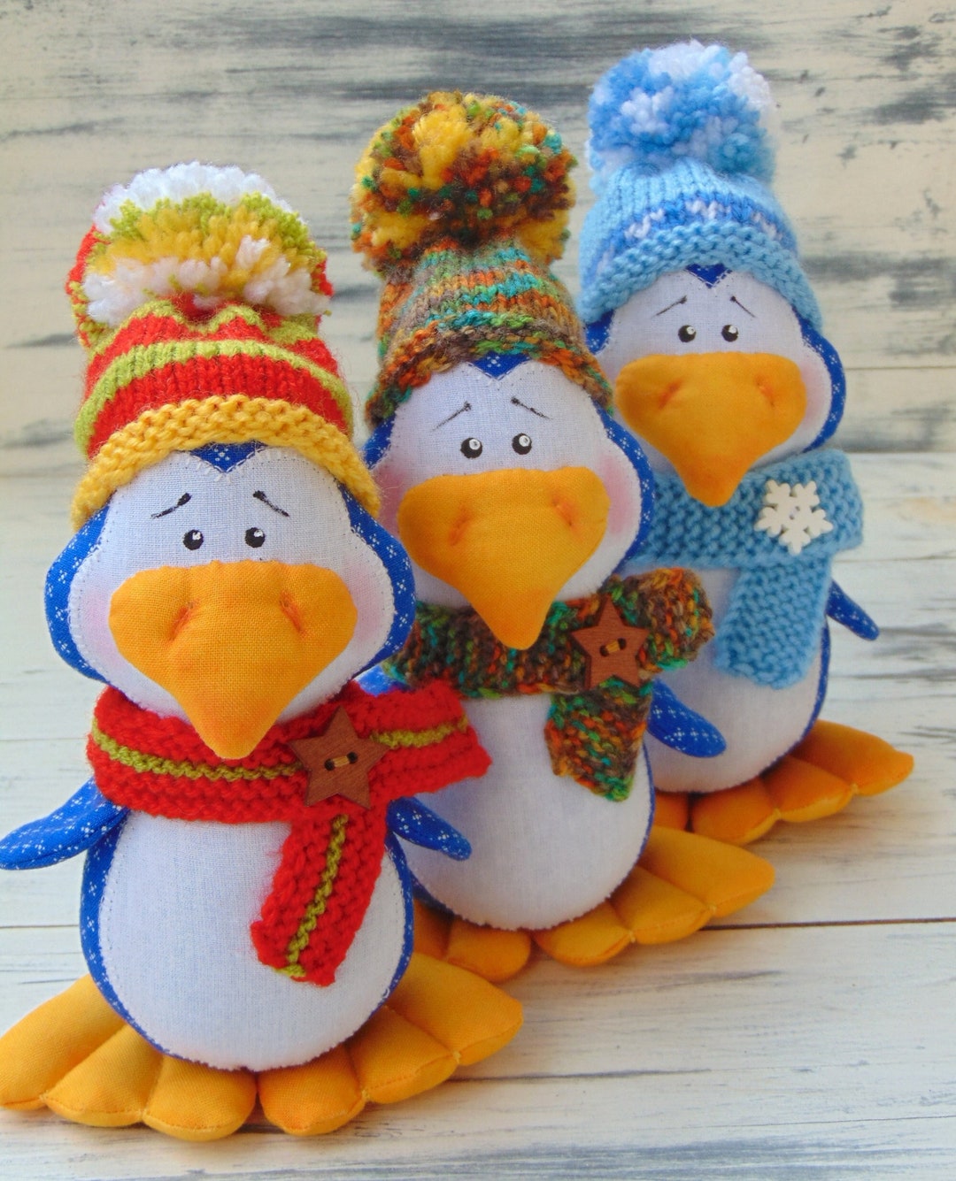 Handmade Penguin Doll, Cotton Christmas Winter Decor, Standing Shelf ...