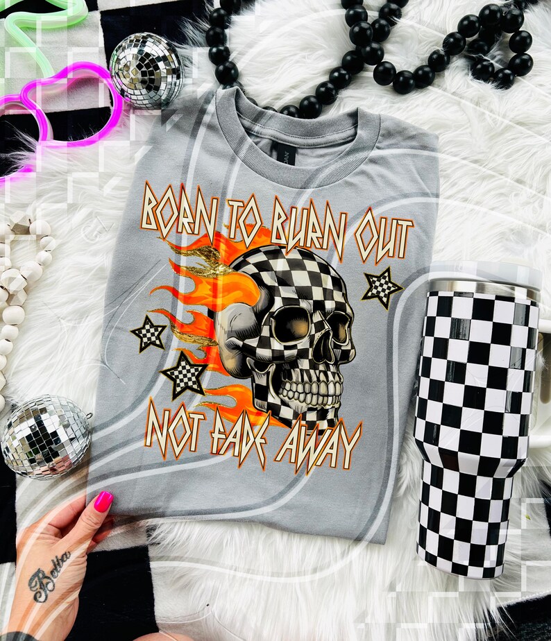 Burn to Burn Out Skull Design PNG – Retro Flaming Skull Clipart for ...