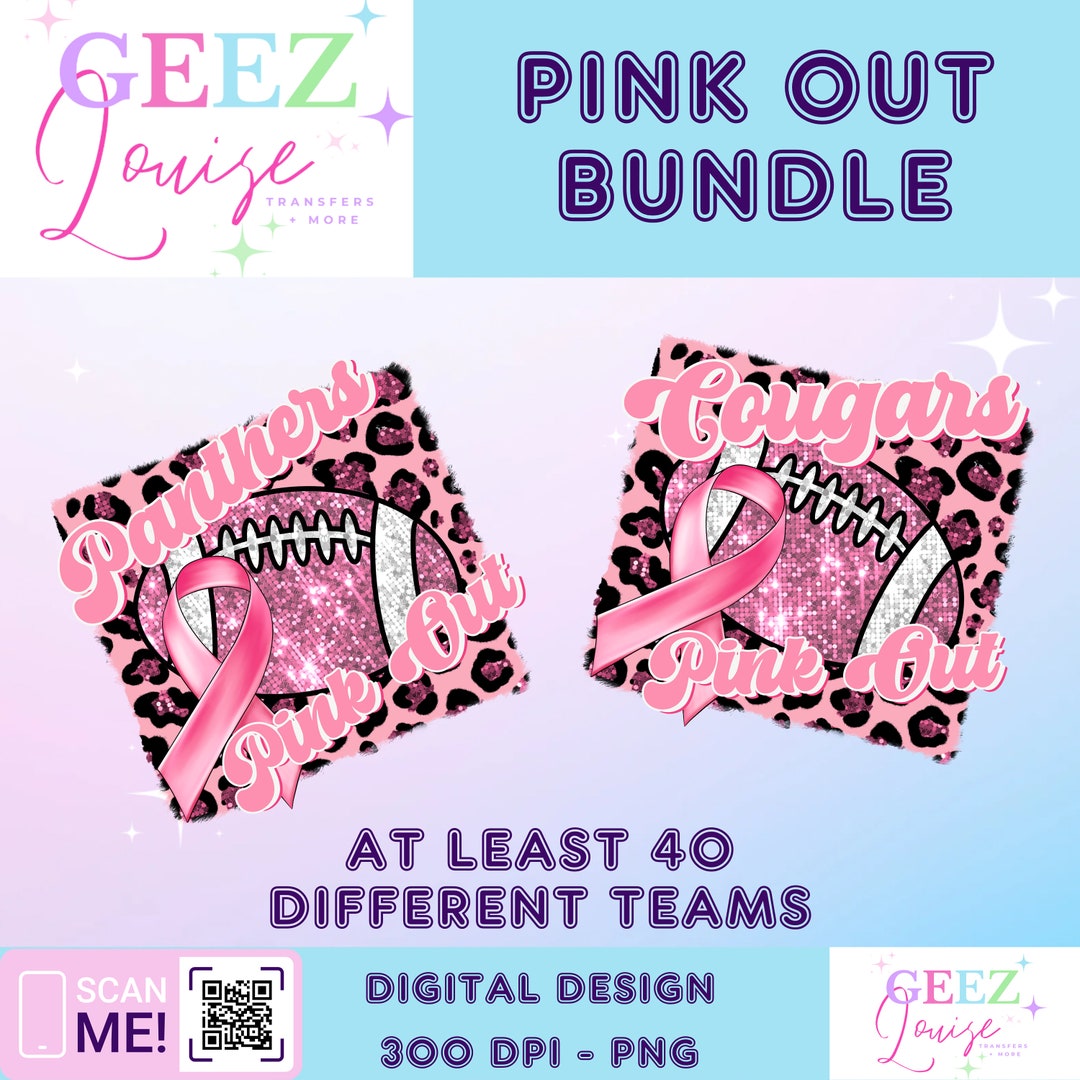Pink Out Football Digital Bundle- Digital Design Bundle- 300 DPI- PNG ...
