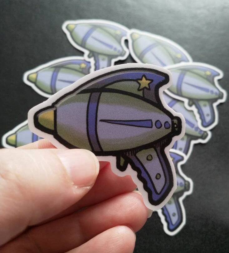 Blue Ray Gun Vinyl Sticker. Phasers on Stun. Retro Futuristic. Sci Fi ...