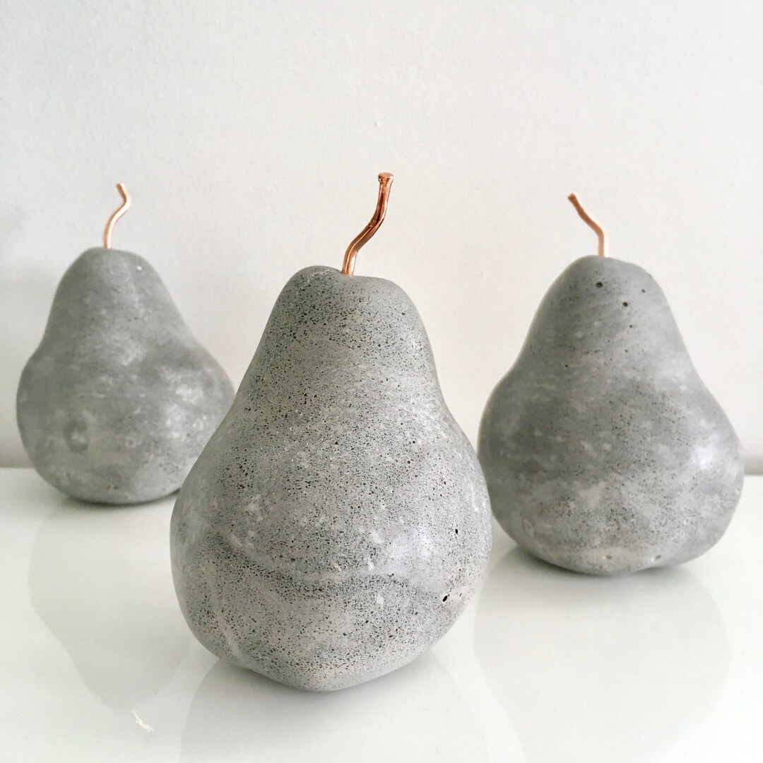 Concrete Copper Decor Pear, Concrete Sculpture, Concrete Fruit ...