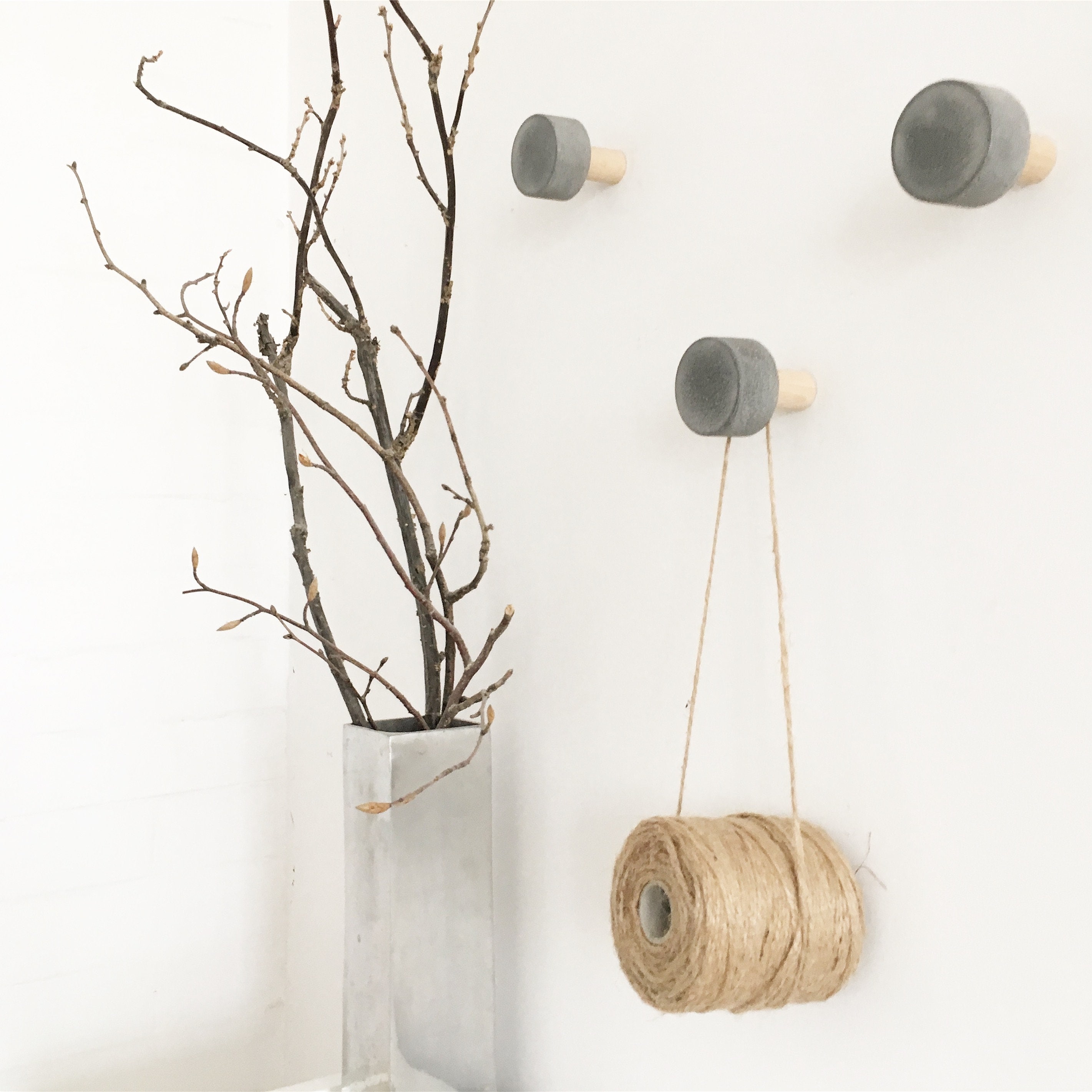 STICKIT Concretly Concrete and wood hanger concrete hook | Etsy