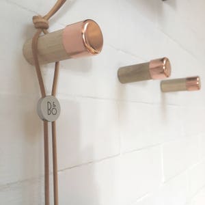 STICK!IT Copper and Wooden Hanger, Copper Hook, Wall Copper Peg, Copper ...