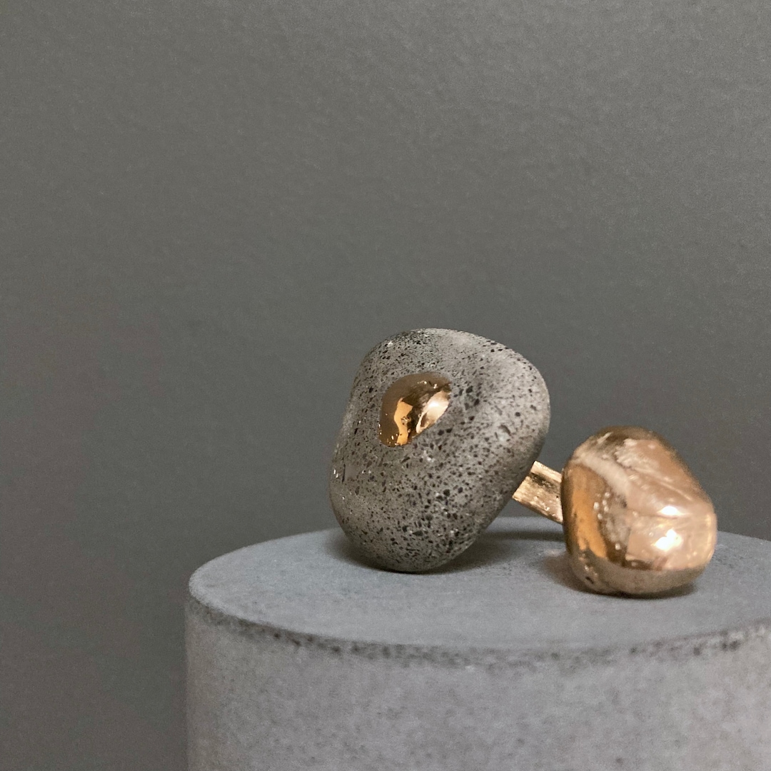 Concrete Stone Ring, Pebble Ring, Stone Ring, Art Ring - Etsy