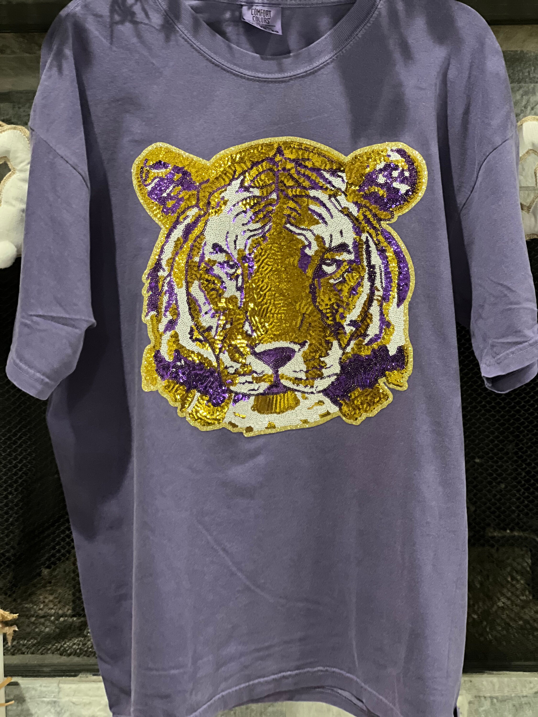 LSU Tiger Full Sequin Appliqué Tee - Etsy