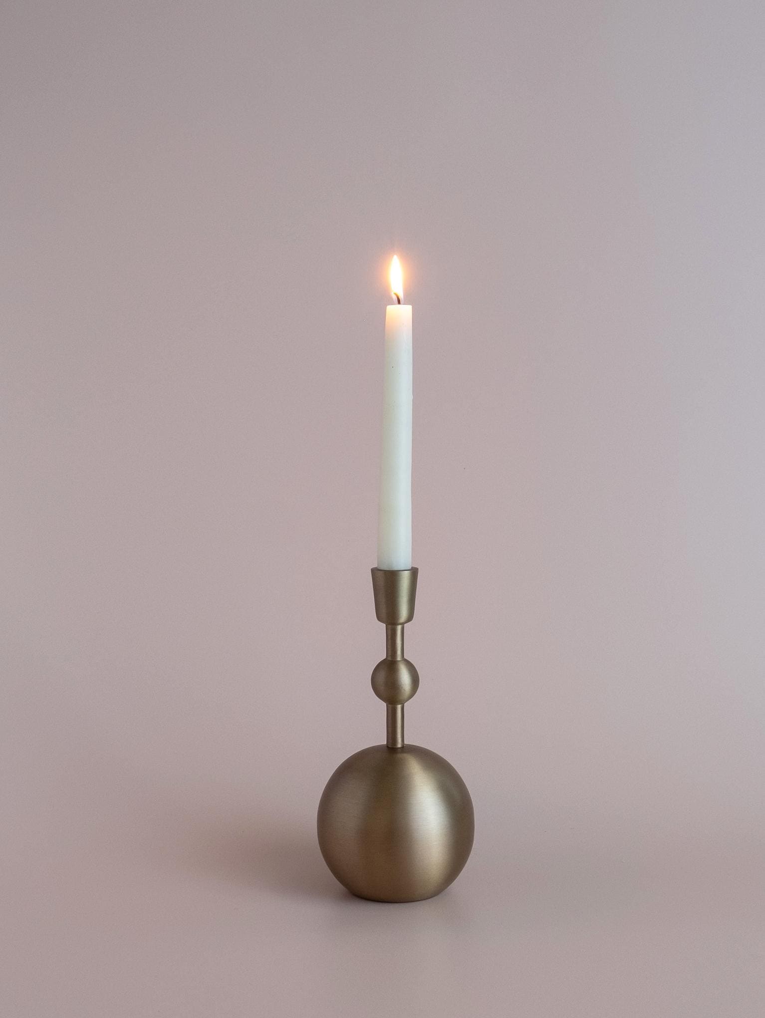 Medium Stacked Orb Taper Candle Holder, Antique Gold Candle Stand ...
