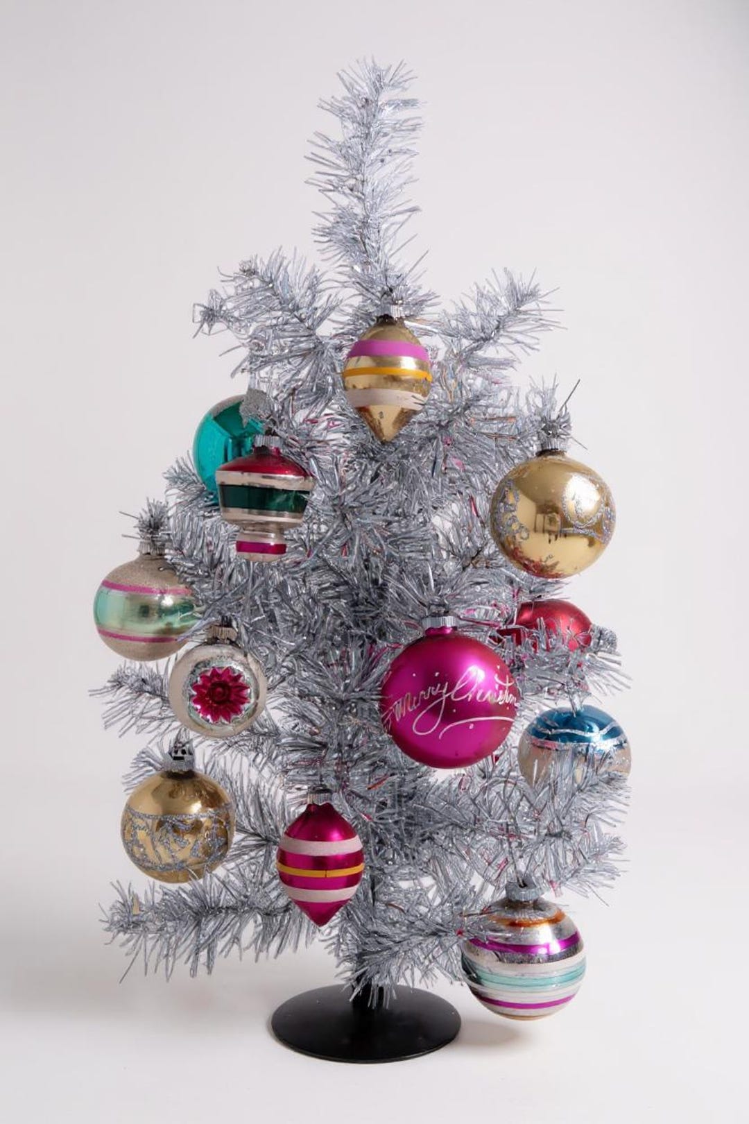 Mini Tinsel Christmas Tree – 24" Silver Retro Tabletop Decor - Etsy