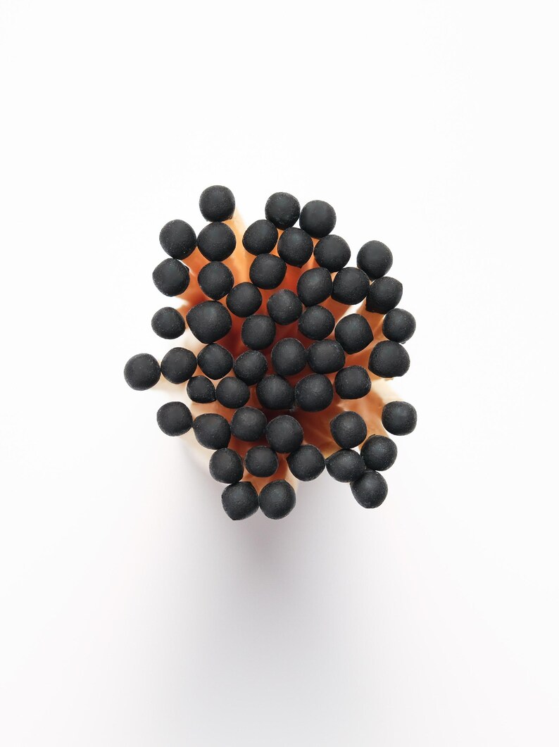 Black Matches in Glass Jar, Modern Decorative Match Bottle With Striker ...