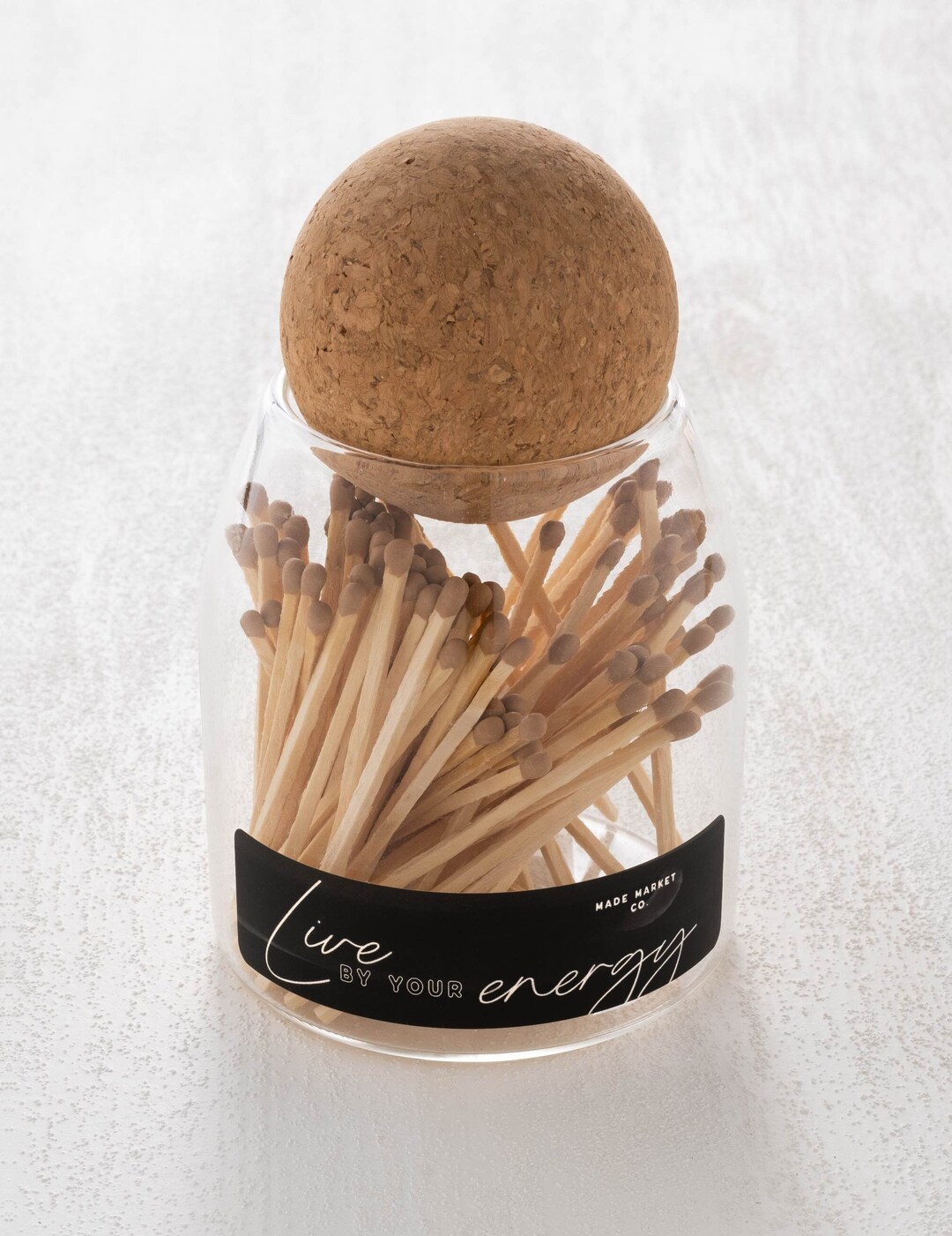Camel Tan Matches in Glass Jar With Cork Lid, Decorative Match Bottle ...
