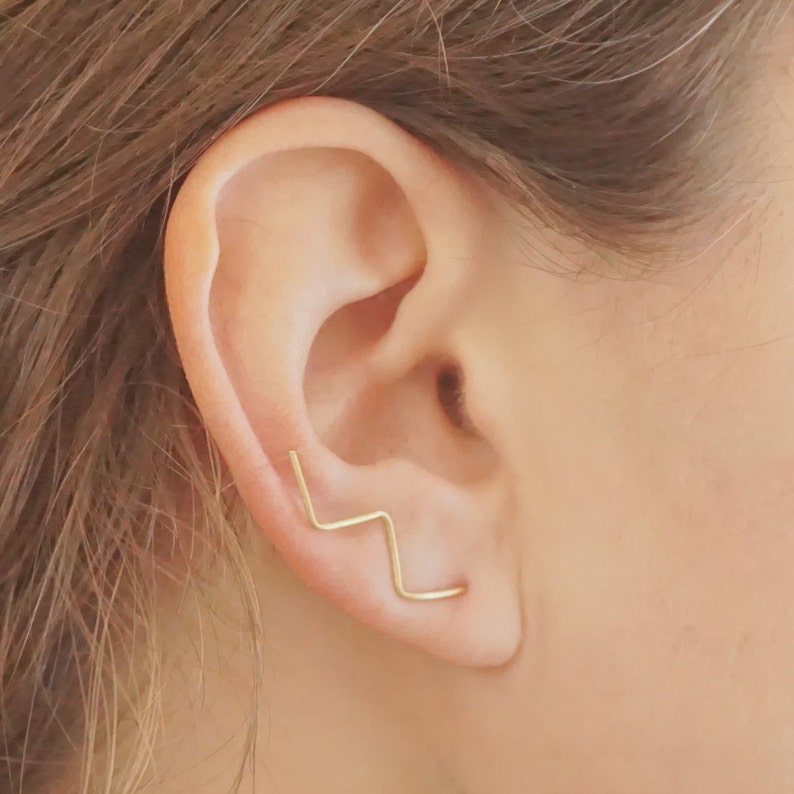 Lightning Ear Climber Earring 14k Gold Fill Rose Gold Fill - Etsy
