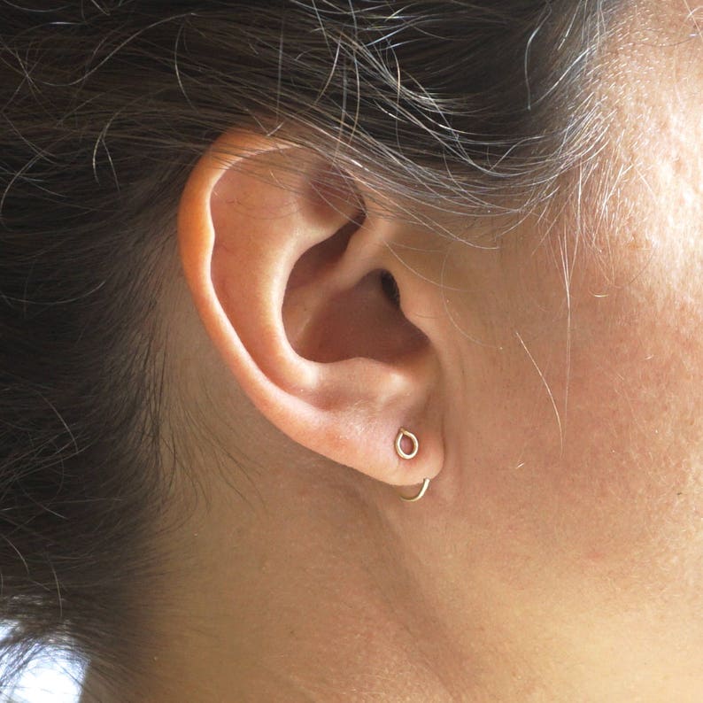 4mm Open Circle Ear Hugger Earring Solid Sterling Silver Gold - Etsy