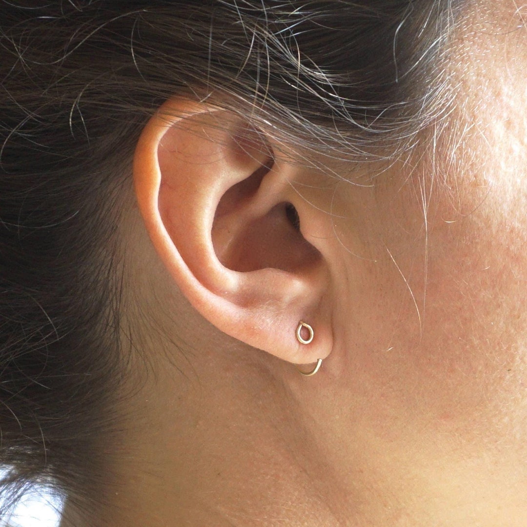4mm Open Circle Ear Hugger Earring Solid Sterling Silver Gold Filled ...