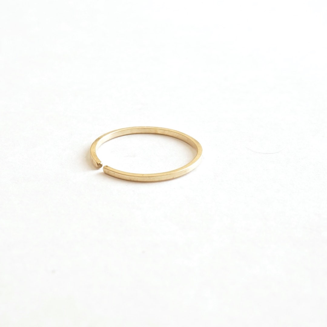 14k Gold 1mm Square Ring With Rounded Ends Stacking Ring Adjustable ...