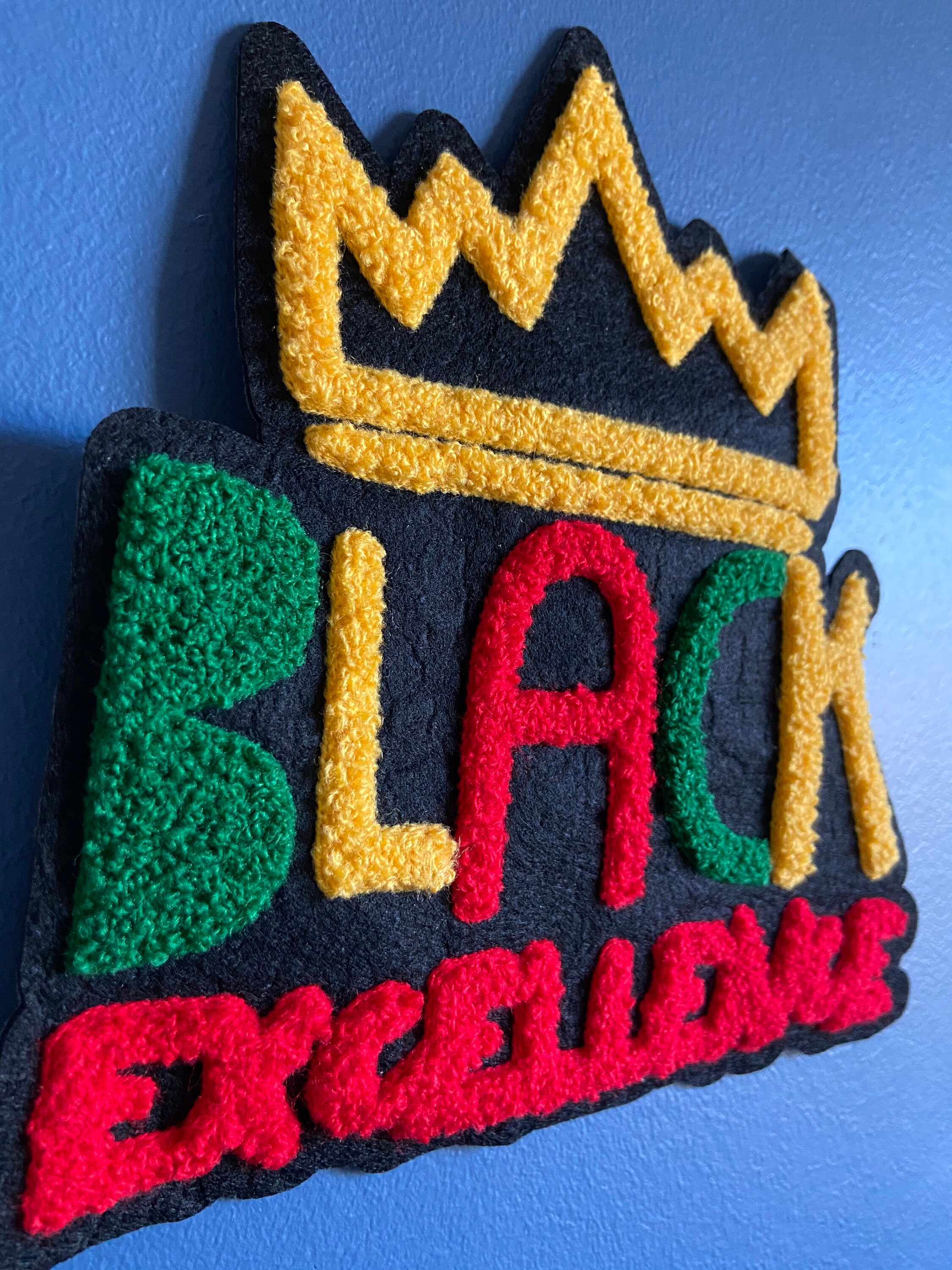 Black Excellence Crown Patch With Felt and Chenille Yarn - Etsy