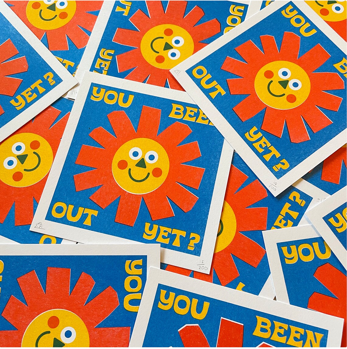 Risograph Mini Print // 3 Colour // SUN - Etsy