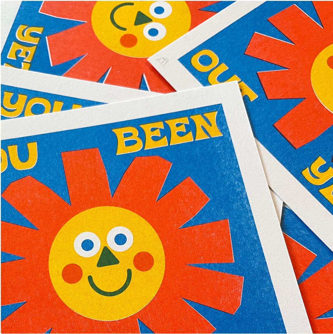 Risograph Mini Print // 3 Colour // SUN - Etsy