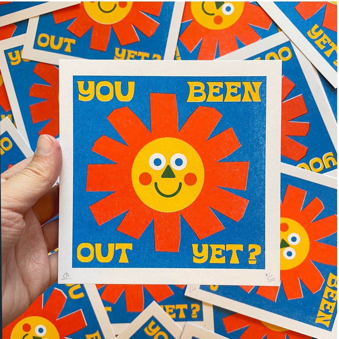Risograph Mini Print // 3 Colour // SUN - Etsy