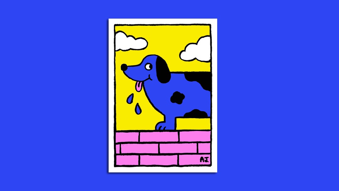 Friendly DOG // A3 & A2 Giclee Print // Illustration - Etsy