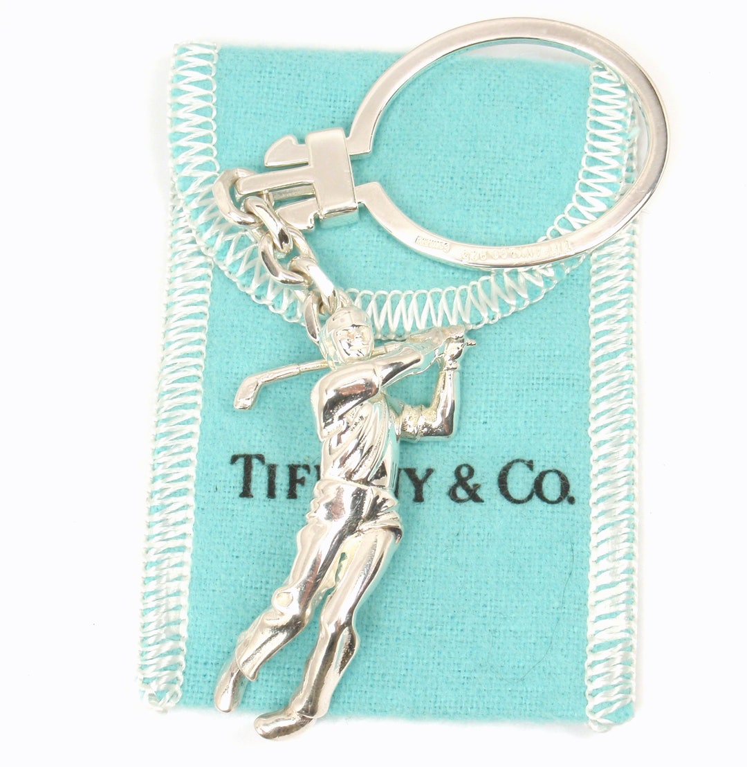 Rare Vintage Tiffany & Co Sterling Silver Golf Player Key Ring Keychain ...
