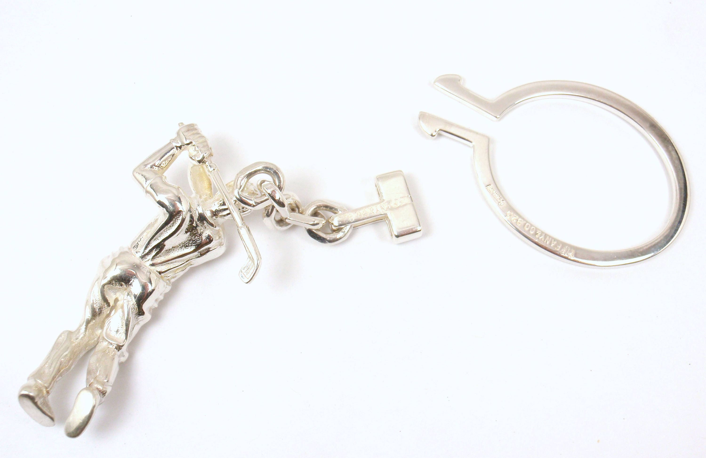 Rare Vintage Tiffany & Co Sterling Silver Golf Player Key Ring Keychain ...