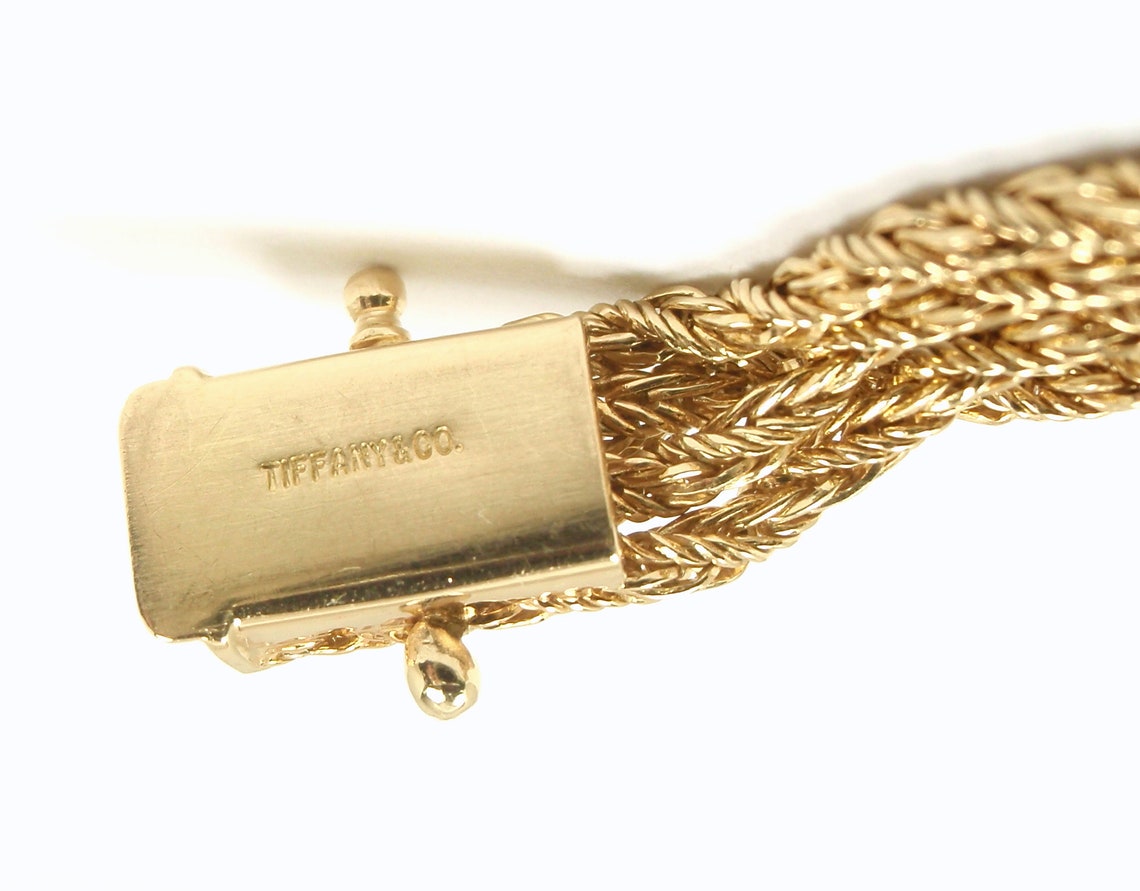 Vintage Tiffany & Co 18K Gold Diamond Multi Strand Rope Chain Necklace ...