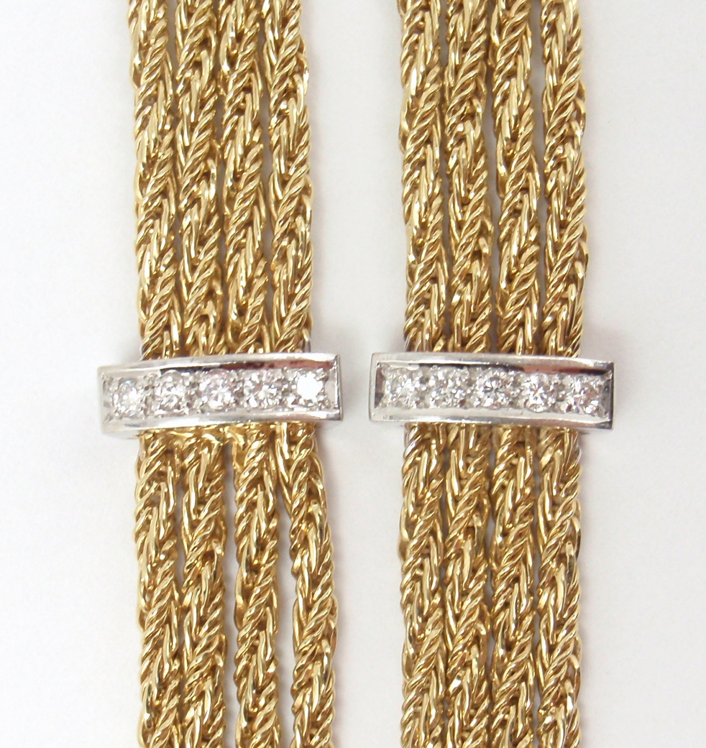 Vintage Tiffany & Co 18K Gold Diamond Multi Strand Rope Chain Necklace ...