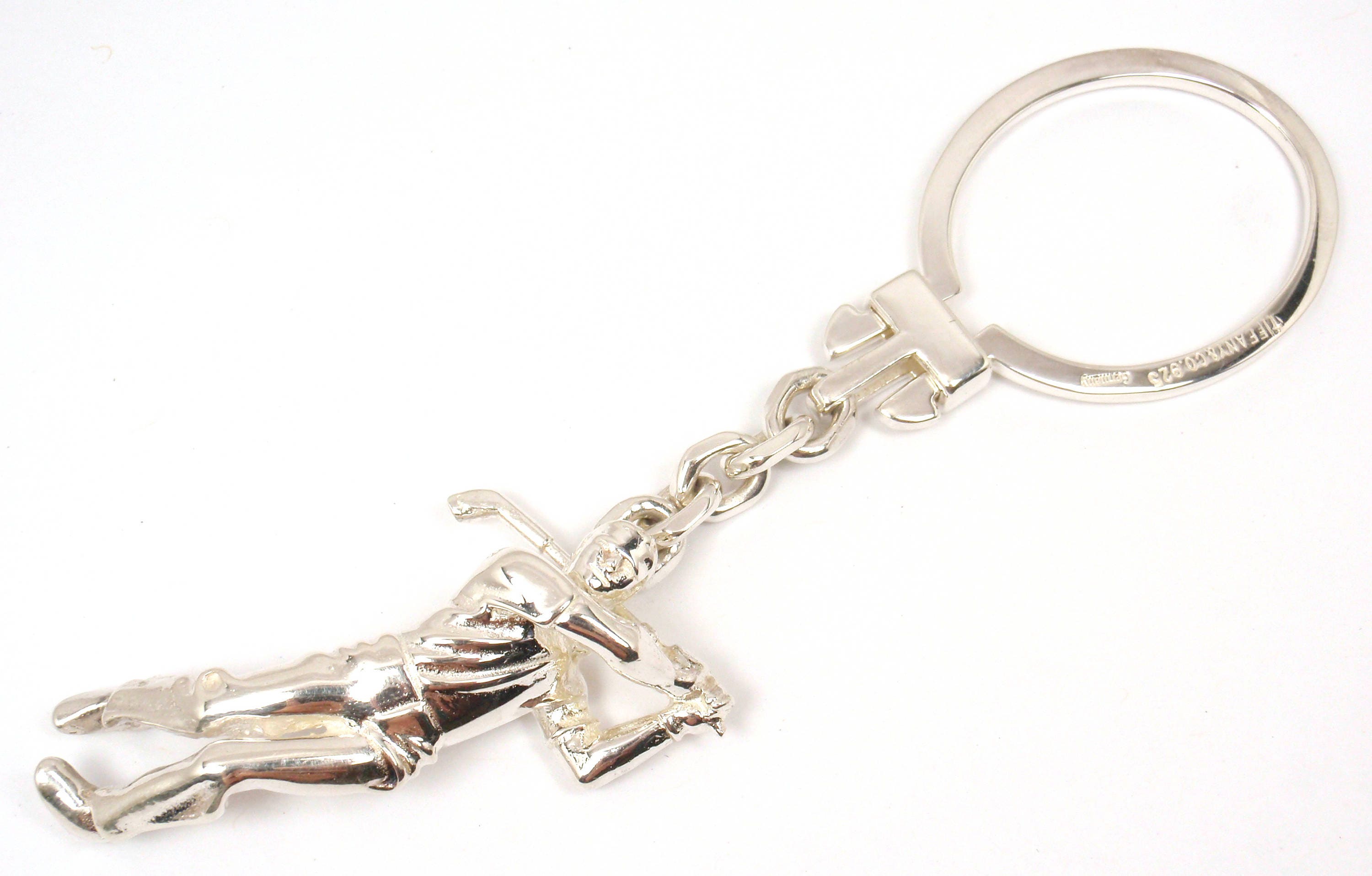 Rare Vintage Tiffany & Co Sterling Silver Golf Player Key Ring Keychain ...
