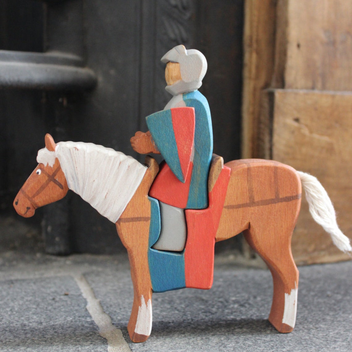 Knight on Horseback Wooden Waldorf Toy | Etsy UK