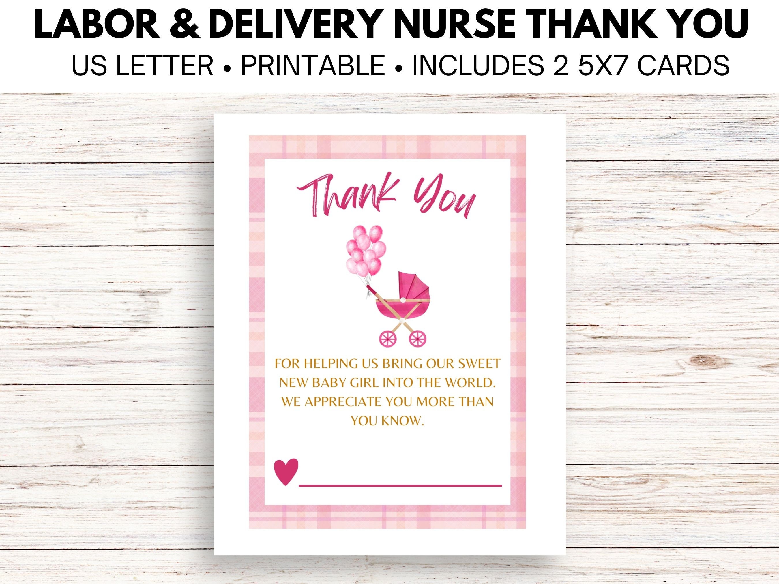 Labor and Delivery Nurse Thank You Card | Printable Download ...