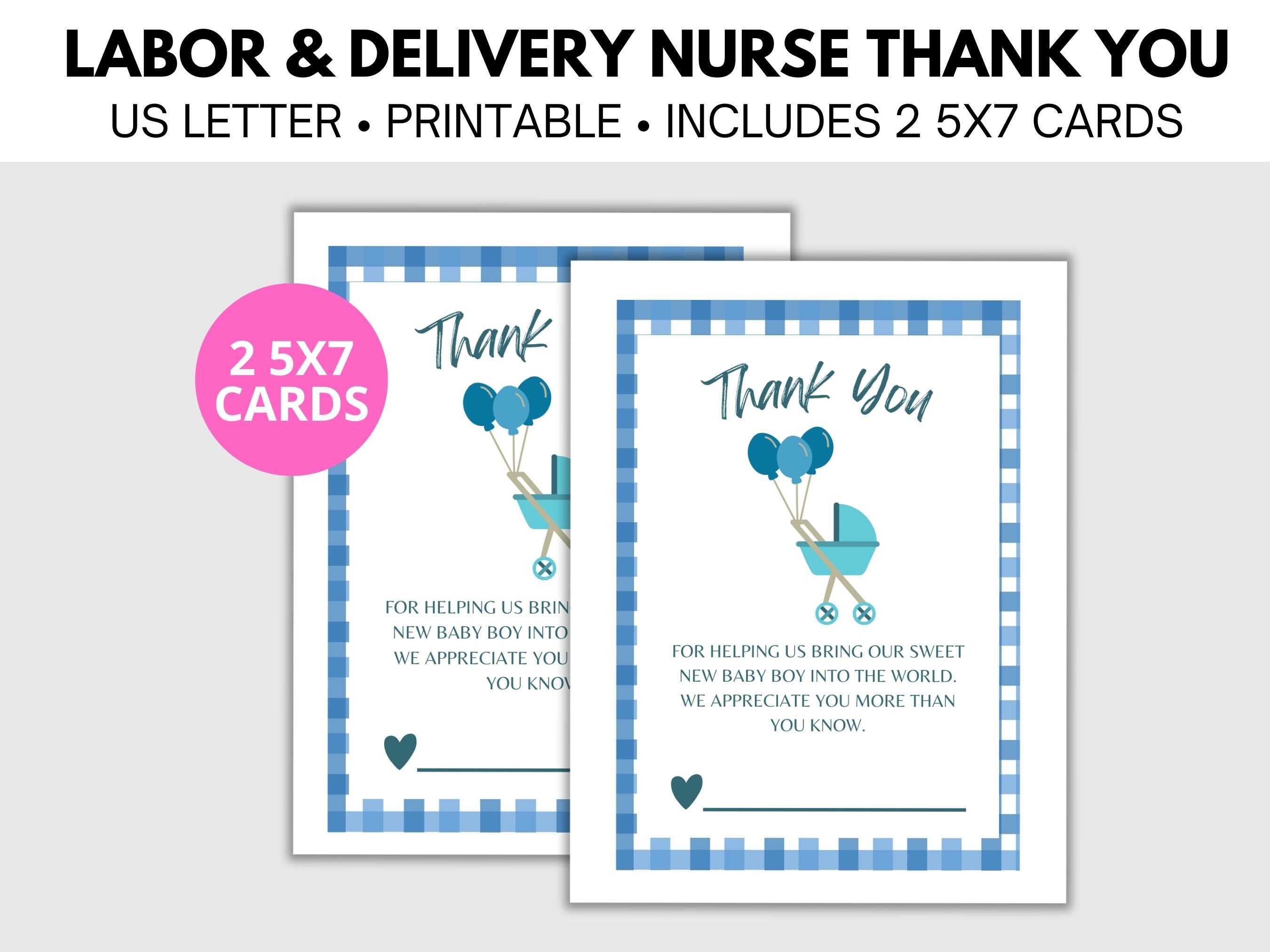 Labor and Delivery Nurse Thank You Card | Printable Download ...