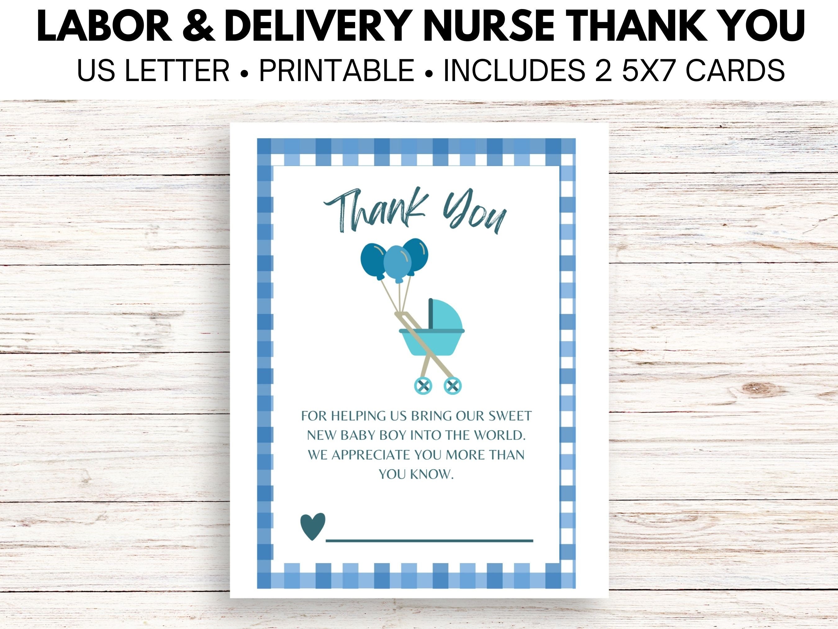 Labor and Delivery Nurse Thank You Card | Printable Download ...