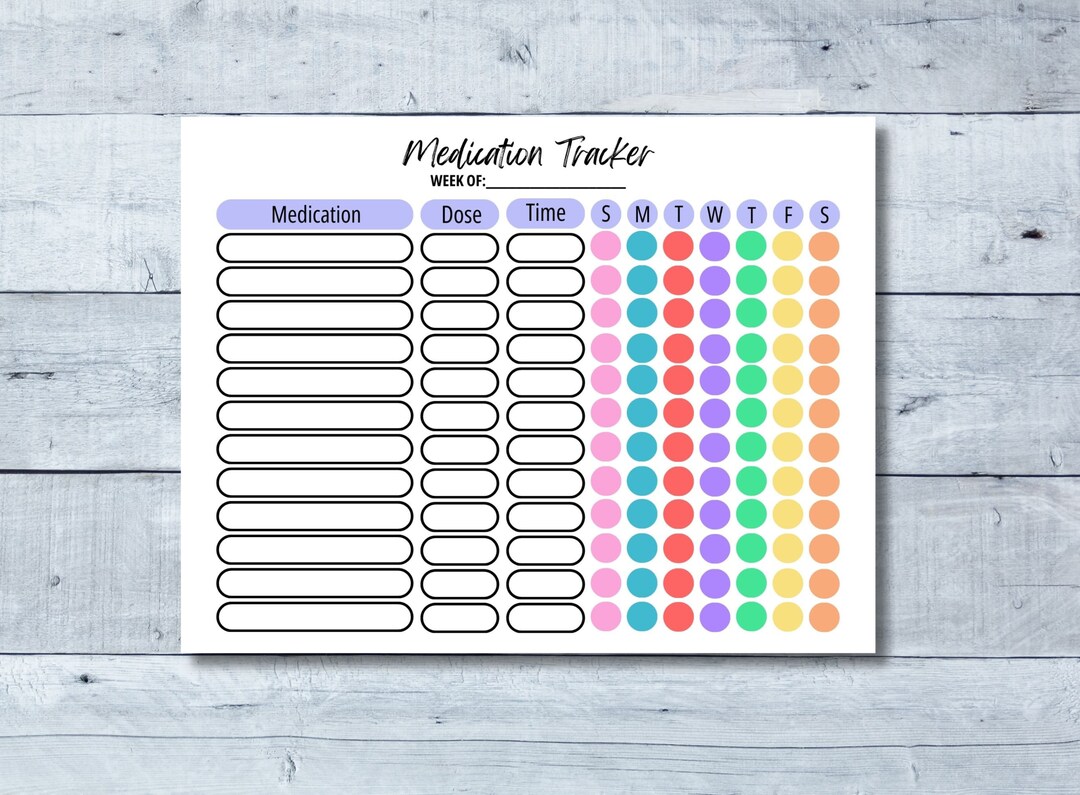 Printable Medication Tracker | Weekly Medication Tracker | Children's ...