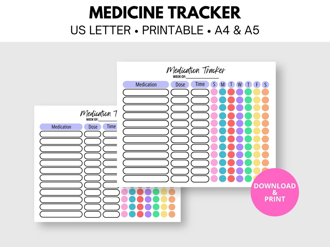 Printable Medication Tracker | Weekly Medication Tracker | Children's ...