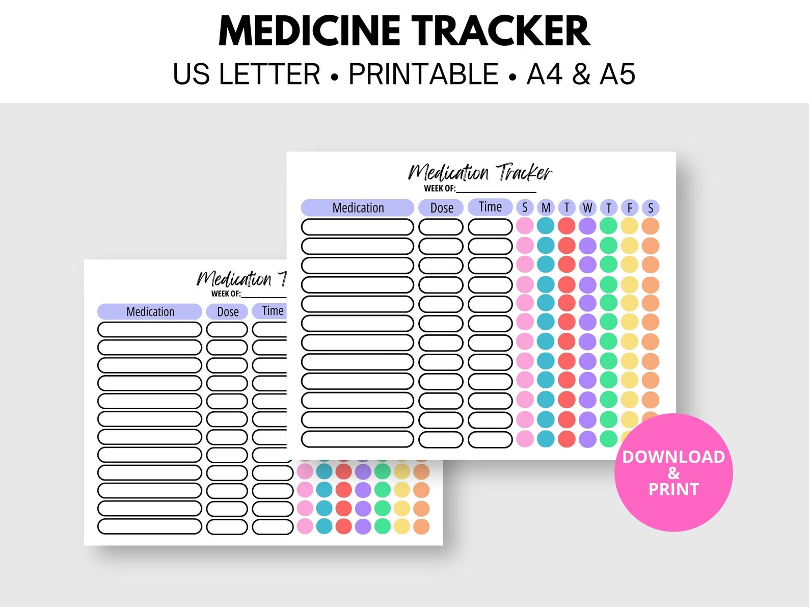 Printable Medication Tracker | Weekly Medication Tracker | Children's ...