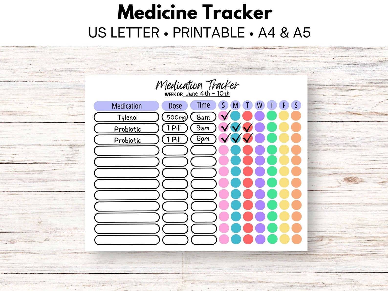 Printable Medication Tracker | Weekly Medication Tracker | Children's ...