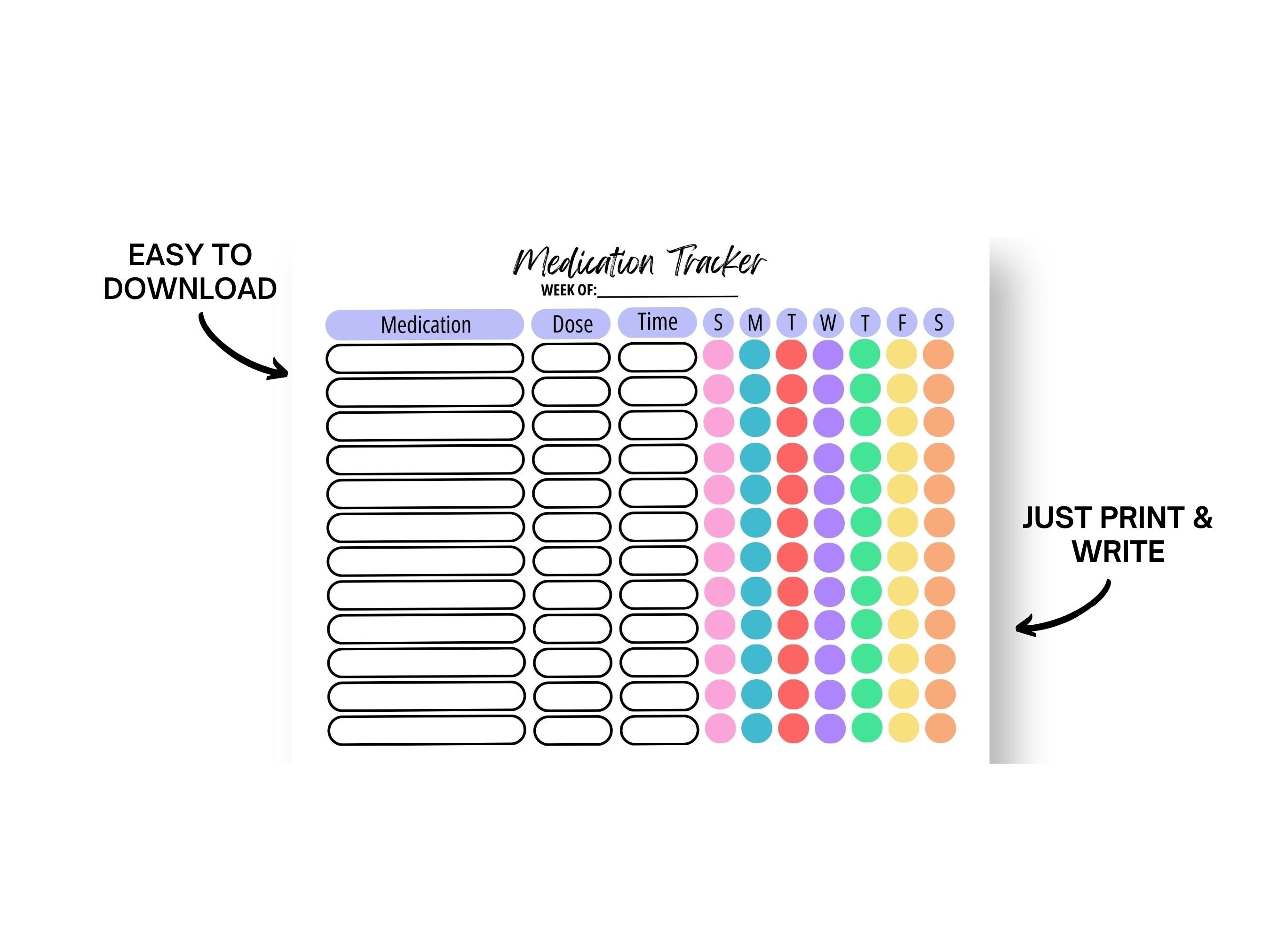 Printable Medication Tracker | Weekly Medication Tracker | Children's ...