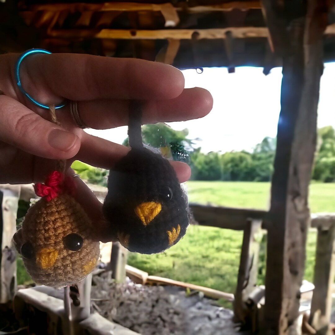 Mini Crochet Chicken Crow Keychains - Etsy