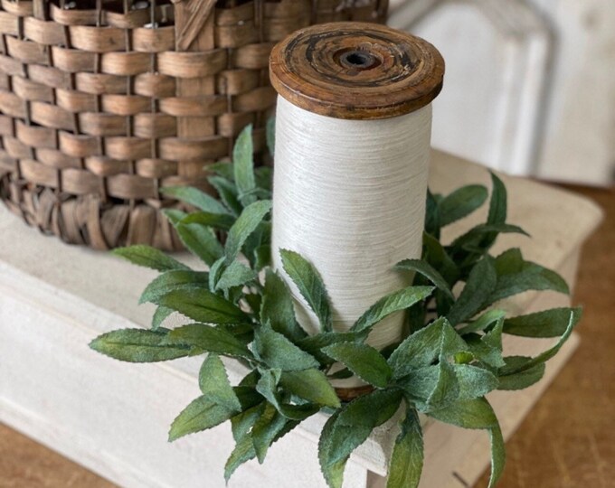 Winter Sage Green Farmhouse Candle Ring, Farmhouse/french Country Style ...