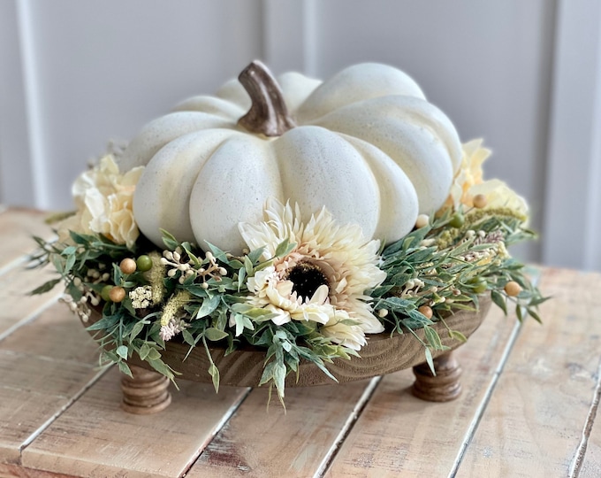 Large Fall Farmhouse Pumpkin Centerpiece Pumpkin on a Riser - Etsy