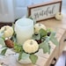 Fall Autumn Candle Ring, White Pumpkin Candle Ring With Greenery ...