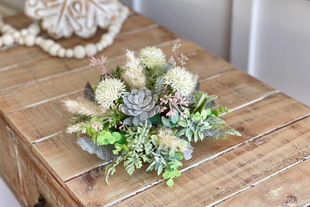 Boho Farmhouse Faux Succulent Half Sphere, Bowl Filler, Half Orb ...