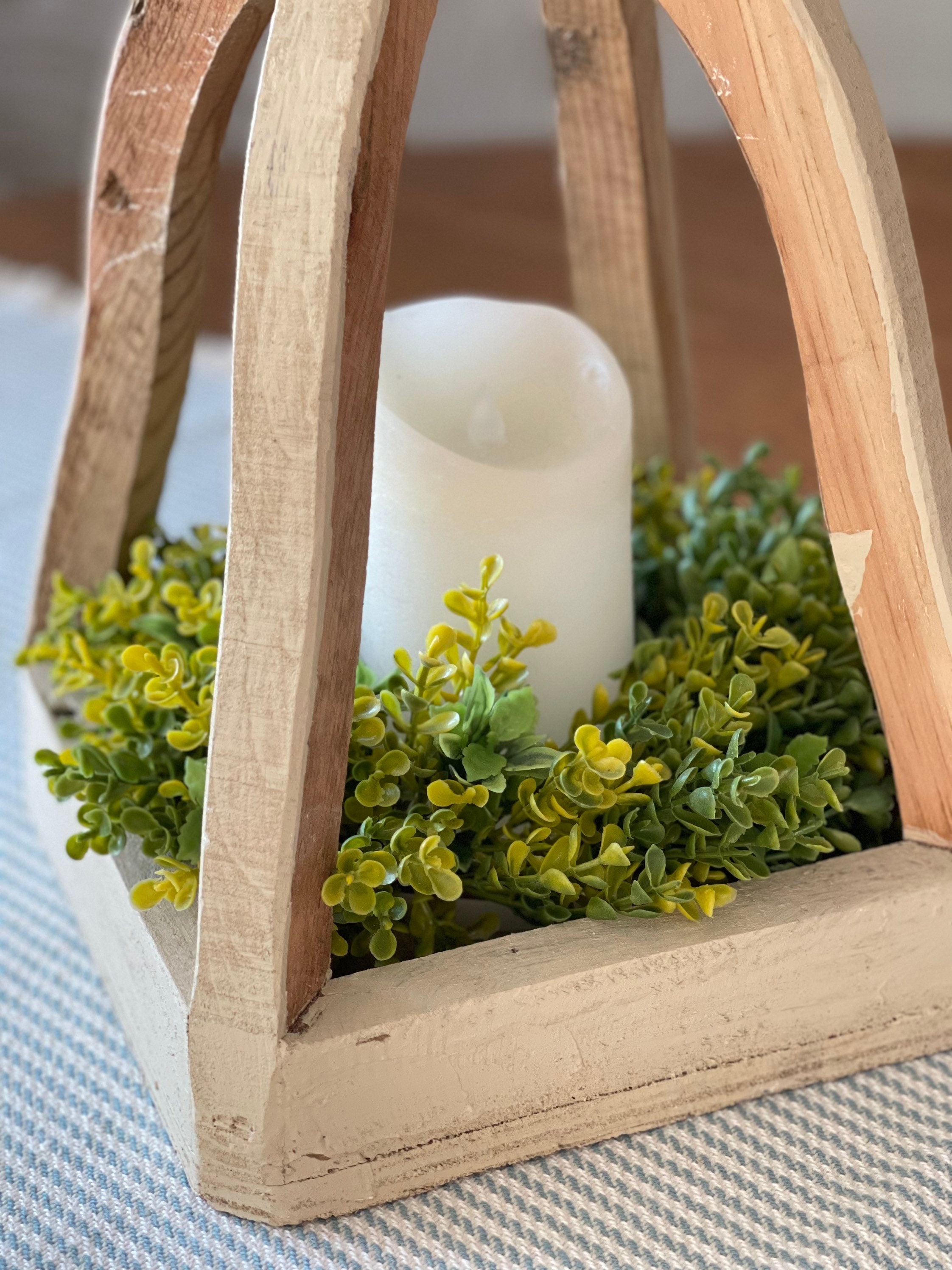 Greenery Farmhouse Candle Ring Farmhouse Spring/summer | Etsy