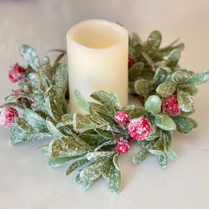 Farmhouse Christmas Winter Candle Ring, Farmhouse Christmas Decoration ...