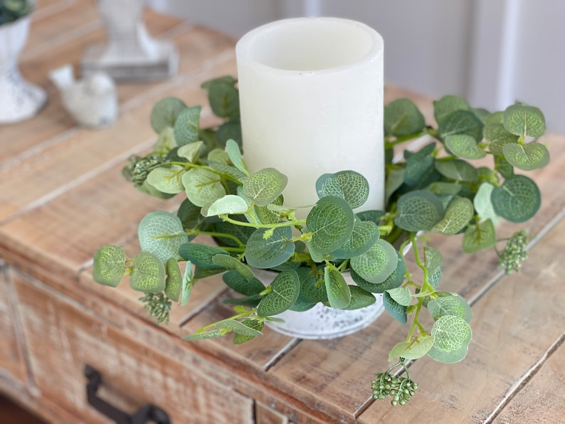 Greenery Farmhouse Candle Ring Farmhouse Everyday Decoration - Etsy