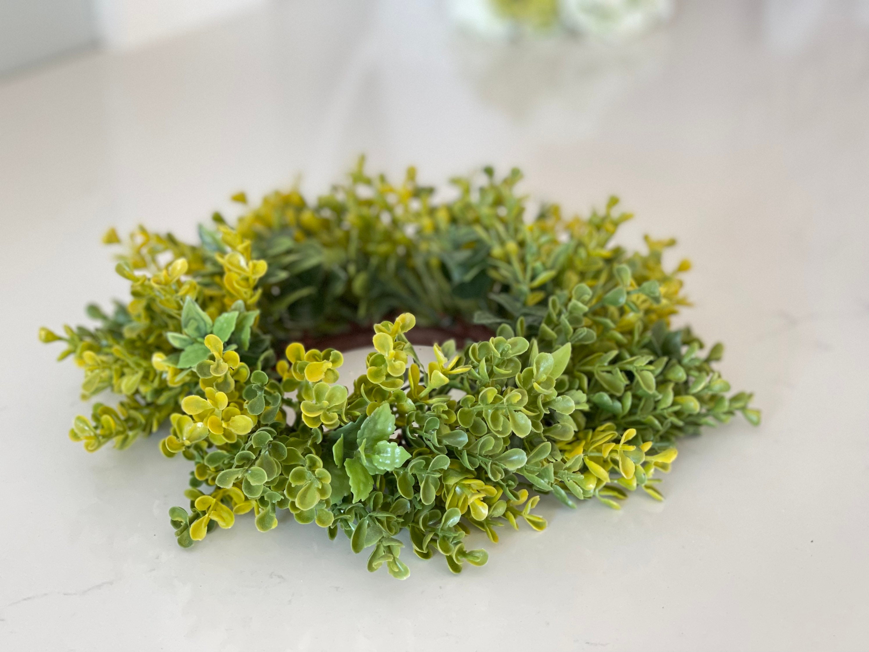 Greenery Farmhouse Candle Ring Farmhouse Spring/summer | Etsy