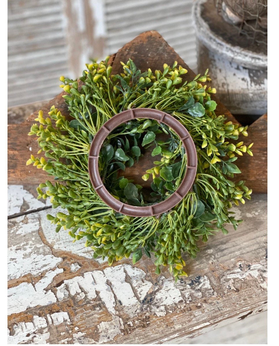 Greenery Farmhouse Candle Ring Farmhouse Spring/summer | Etsy