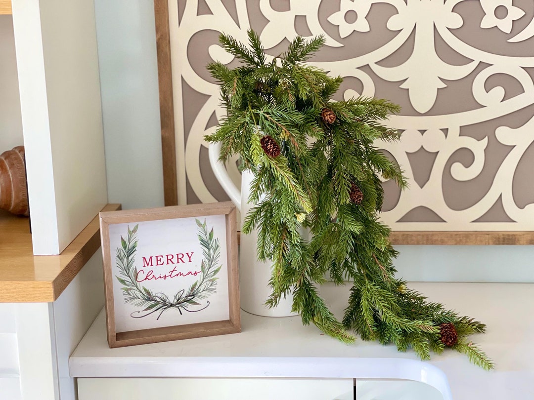 Christmas Spruce Hanging Stem: 34" Winter Greenery With Pinecones - Etsy