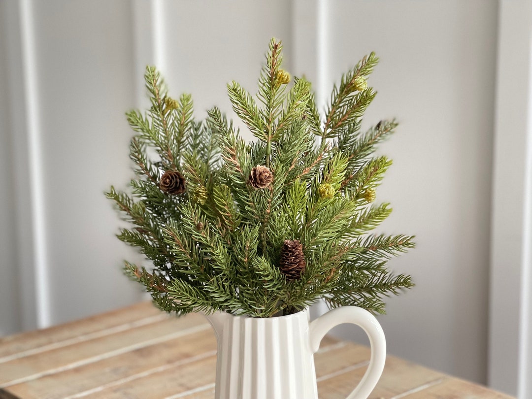 Christmas Winter White Spruce, Evergreen, Fir Stem, Bundle of 3 Stems ...