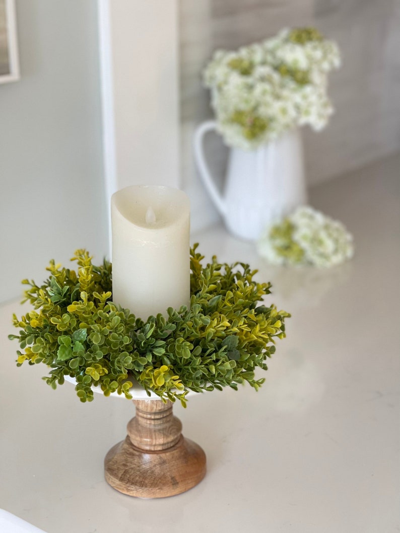 Greenery Farmhouse Candle Ring Farmhouse Spring/summer - Etsy