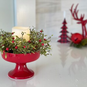 Farmhouse Christmas Candle Ring, Farmhouse Christmas Decoration, Small ...